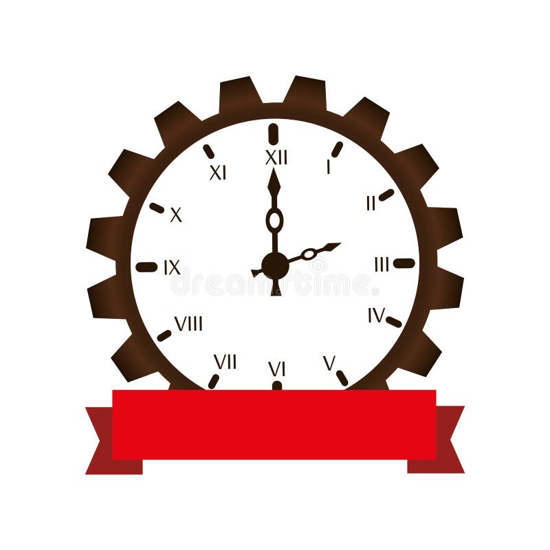 Gear Machine with Watch Isolated Icon Stock Vector - Illustration of ...