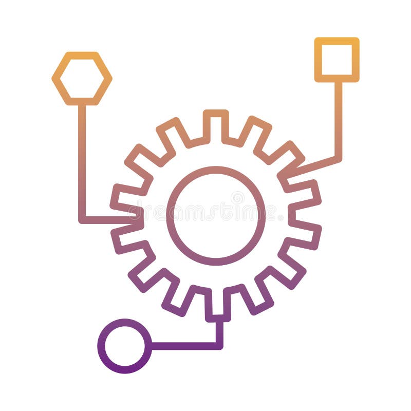 Gear Machine Work with Infographic Gradient Line Style Icon Stock ...