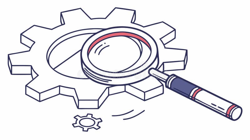 Gear with Magnifying Glass, Process Analysis, Vector Design Generative ...