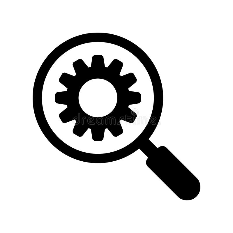 Gear and Magnifying Glass. Search Engine Optimization Icon. Vector ...