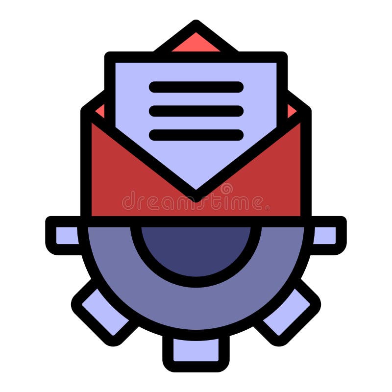 Gear Mail Wheel Icon Color Outline Vector Stock Vector - Illustration ...