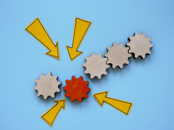 Gear Mechanism with Arrows Pointing To Missing Gear. Teamwork and ...