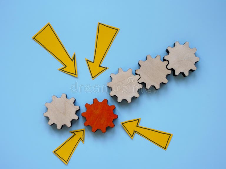 Gear Mechanism with Arrows Pointing To Missing Gear. Teamwork and ...