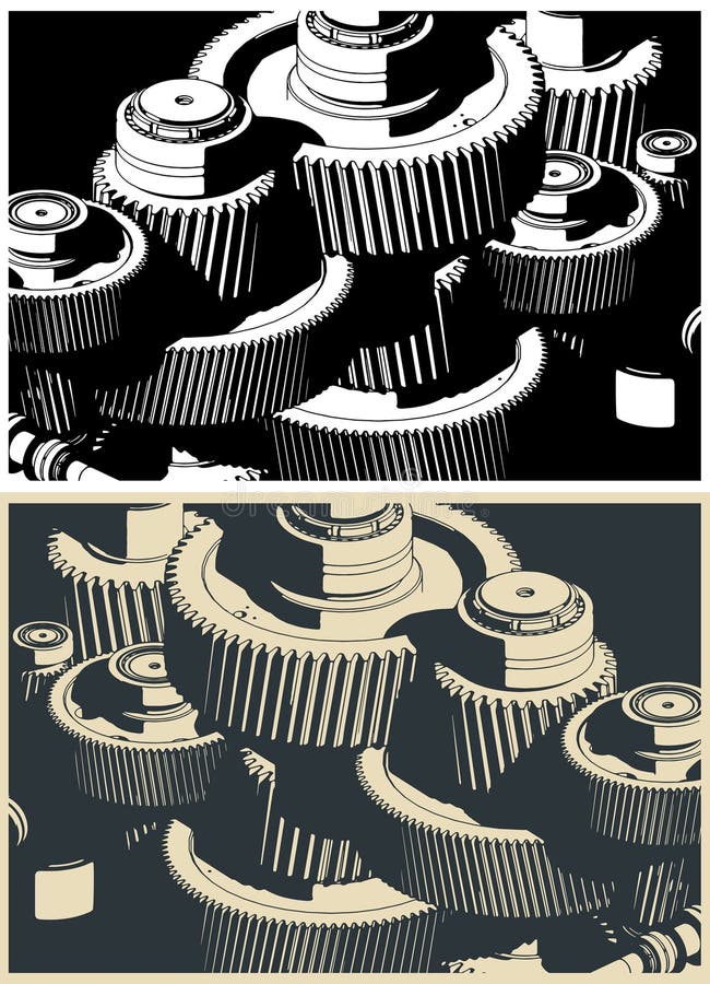 Gear mechanism close up stock illustration. Illustration of production ...