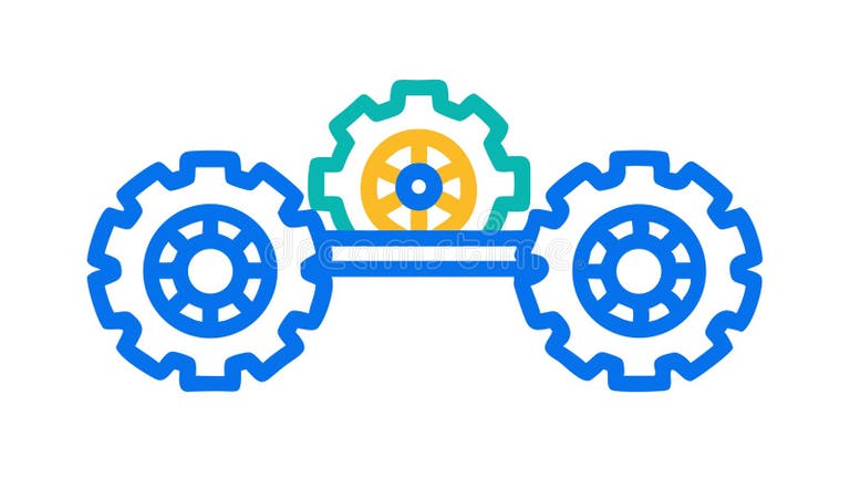 Gear Mechanism Icon for Interconnected Systems and Efficiency, Vector ...