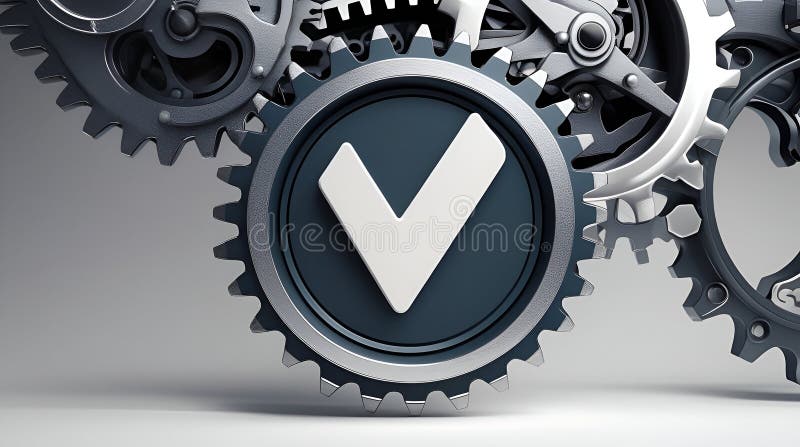 Gear Mechanism with Interlocking Cogs As Business Theme Background ...