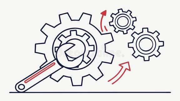 Gear Mechanism with Magnifying Glass, Symbolizing Analysis and Problem ...