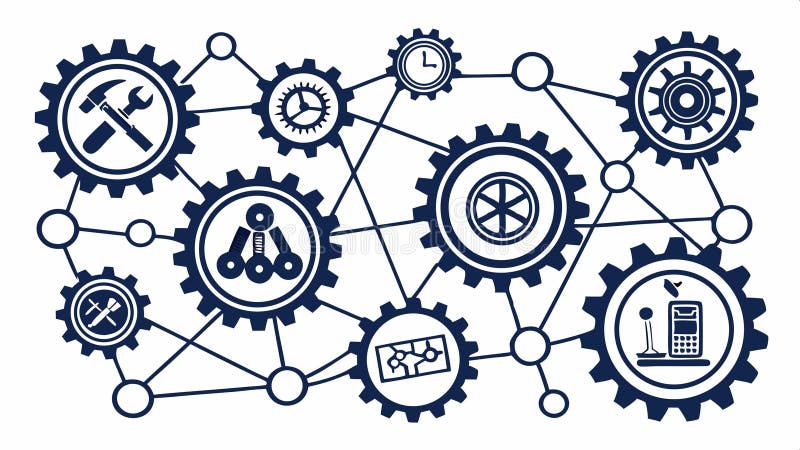 Gear Mechanism Network, Industrial Process and Engineering Concept ...
