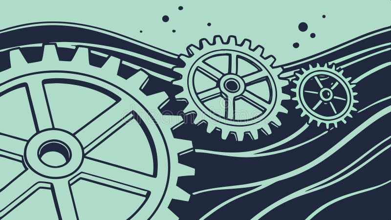 Gear Mechanism and Ocean Waves Vector Illustration, Vector Design ...