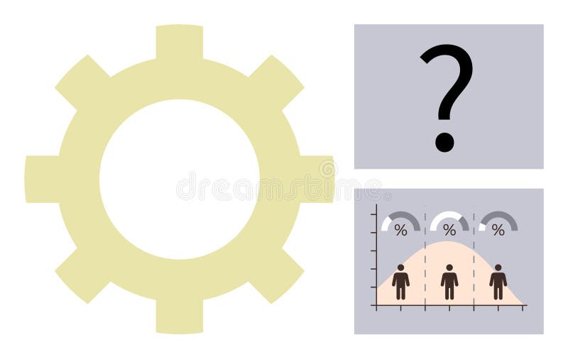 Gear Mechanism with a Question Mark and Statistical Analysis Chart Representing Problem-solving ...