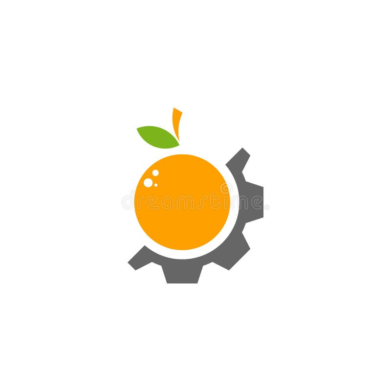 Gear with Modern Fresh Orange Logo Vector Illustration, Fresh Orange ...