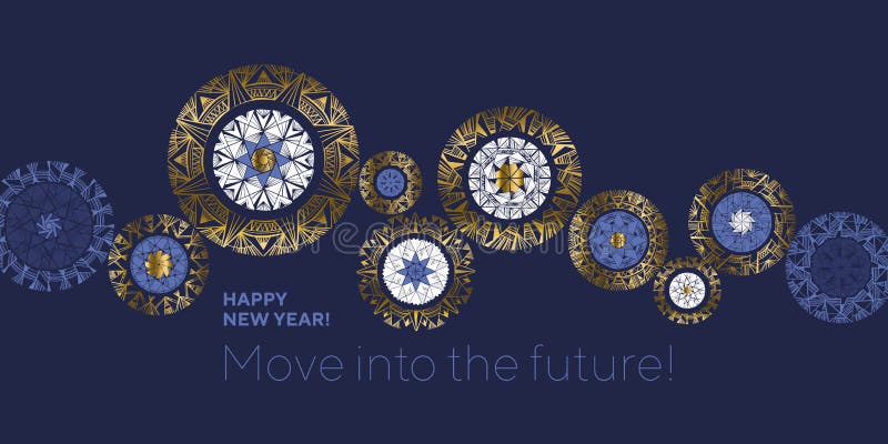 Gear Movement Idea Snowflakes Header Composition Stock Vector ...