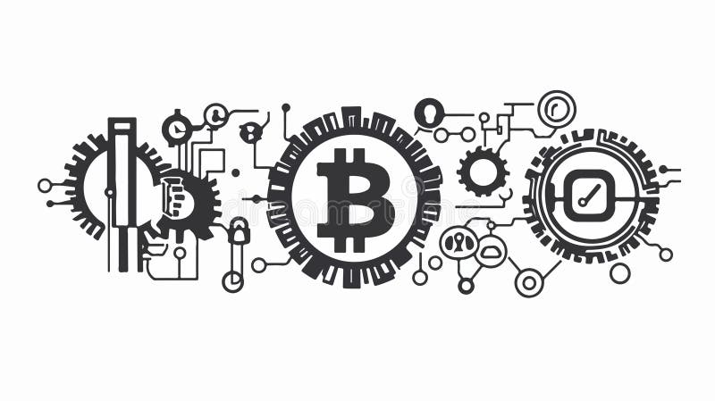 Professional Gear and Network Nodes with Bitcoin Symbol User Icon Stock ...