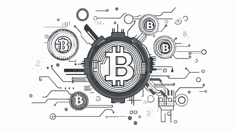 Professional Gear and Network Nodes with Bitcoin Symbol User Icon Stock ...