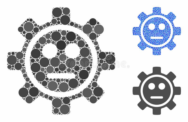 Gear Neutral Smiley Mosaic Icon of Circle Dots Stock Illustration ...