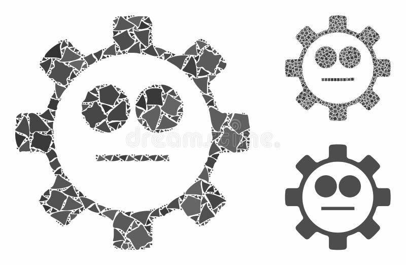 Gear Neutral Smiley Mosaic Icon of Rugged Elements Stock Illustration ...