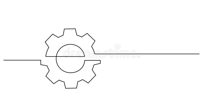 Gear One Line Drawing Minimalism Mechanical Engineering Electronic ...