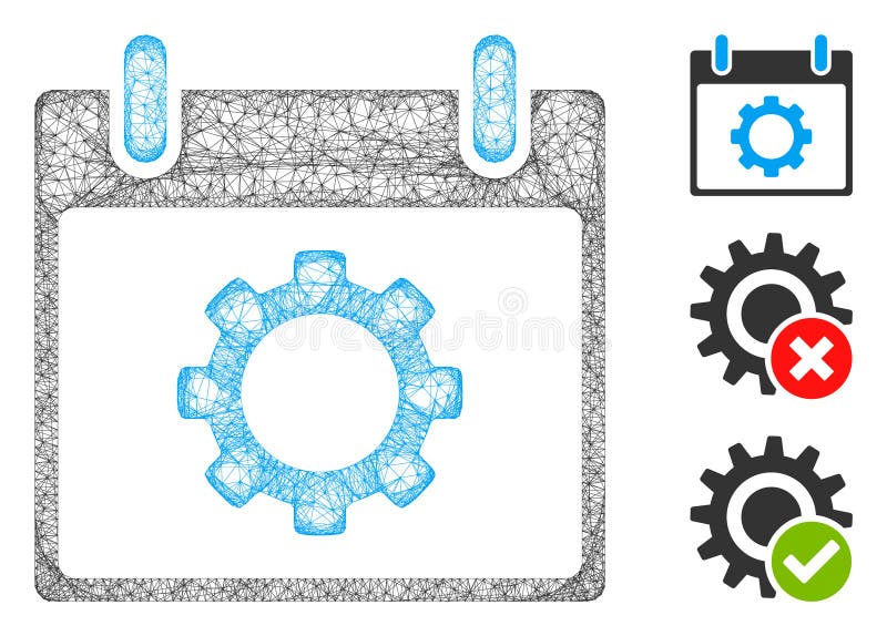 Gear Options Calendar Day Polygonal Web Vector Mesh Illustration Stock ...