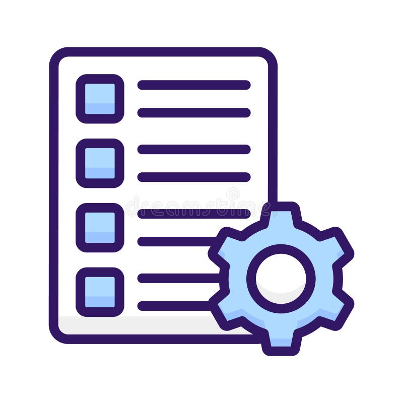 Gear with Page Denoting Vector Design of List Setting in Trendy Style ...