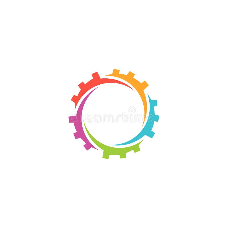Gear Parts in Clockwise Rotation Logo Vector Stock Illustration ...