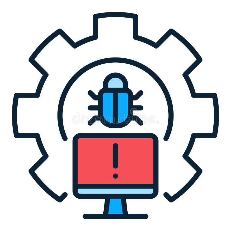 Gear with PC Bug Colored Icon - Computer Virus Vector Sign or Design ...