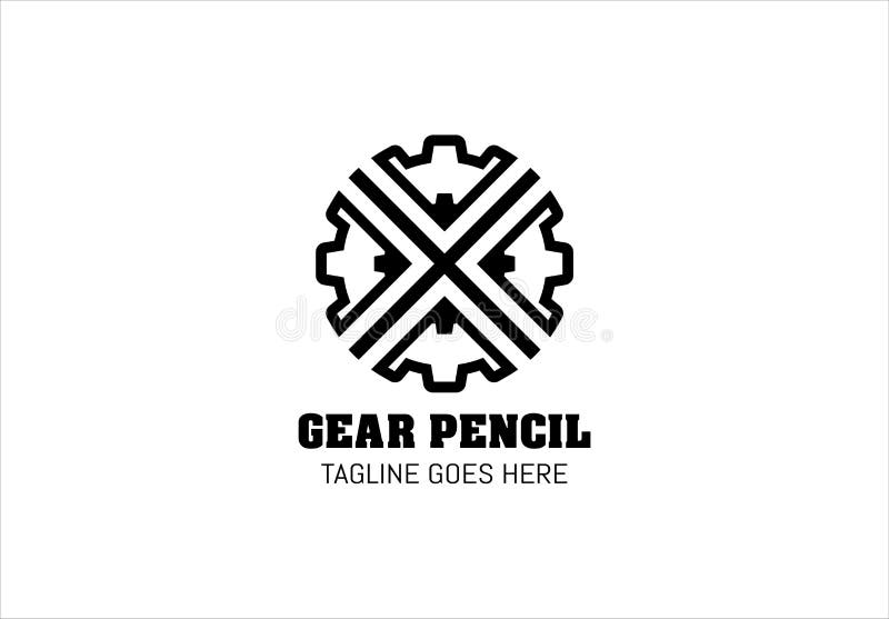 Gear X Pencil in a Circle for Anything Logo Stock Vector - Illustration ...