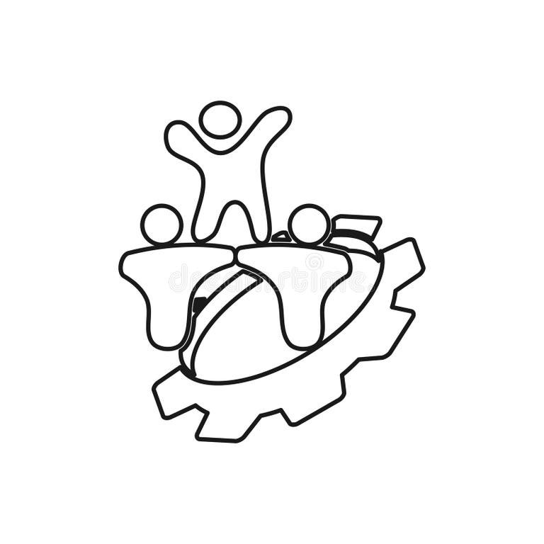 Gear People Commitment Teamwork Together Outline Logo Stock Vector - Illustration of connection ...