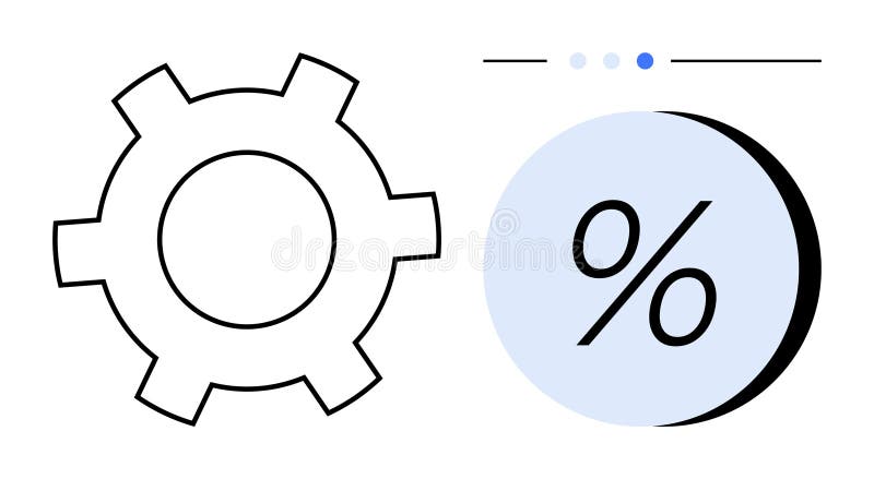 Gear and Percentage Symbols with Progress Indicator Representing ...