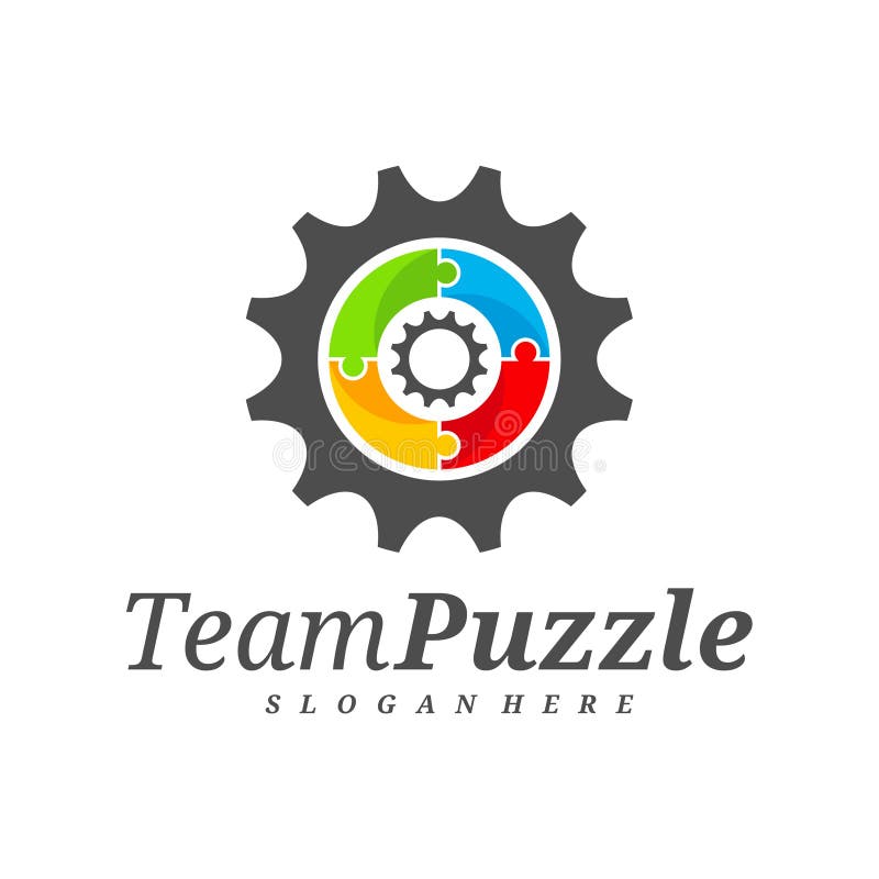 Gear Puzzle Logo Design Vector Template, Vector Label of Puzzle ...