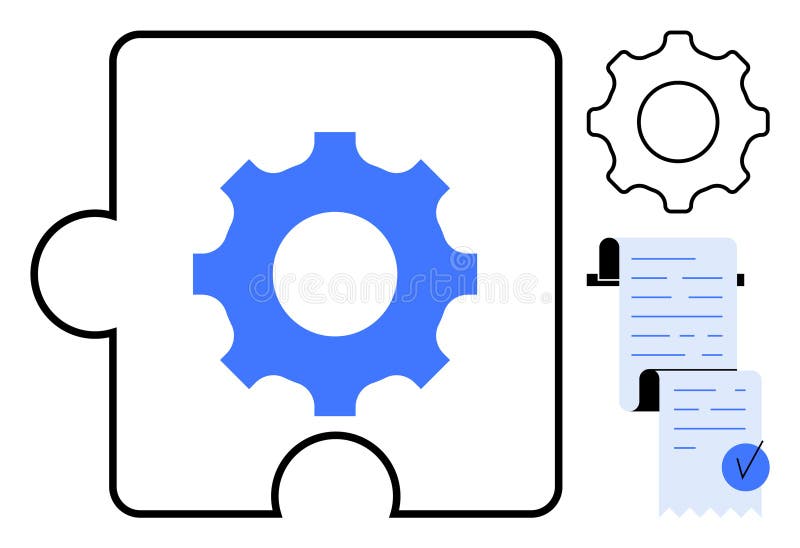 Gear Puzzle Piece with Documents Showing Integration and Process ...
