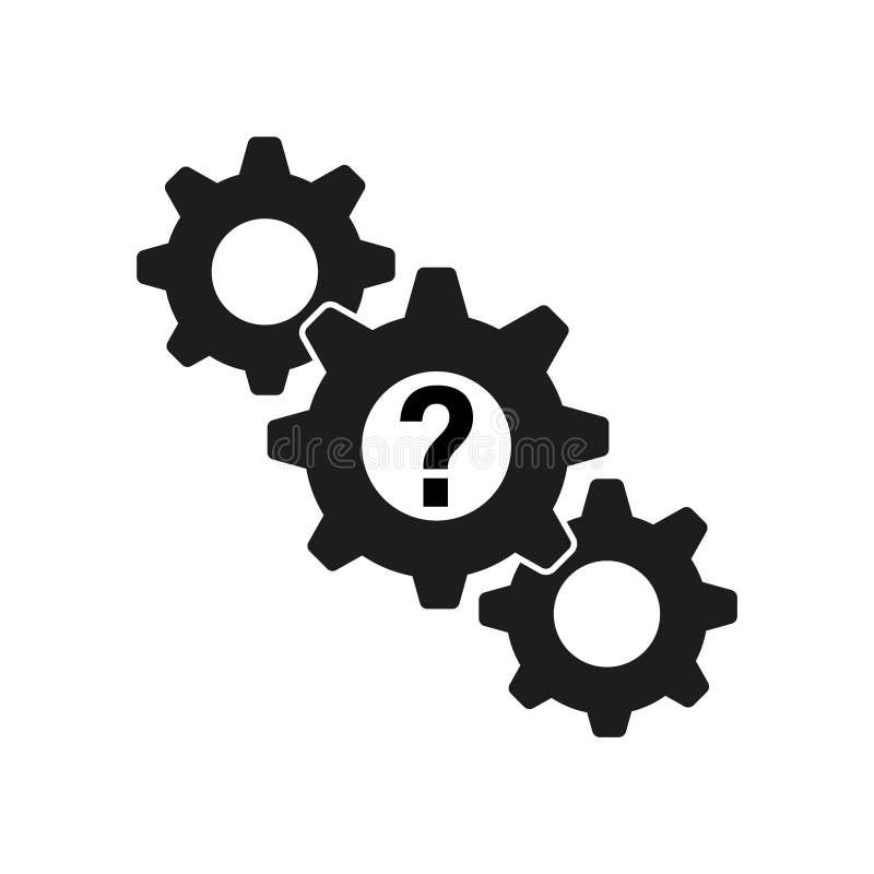 Gear with Question. Problem-solving Icon. Mechanical Question Symbol ...