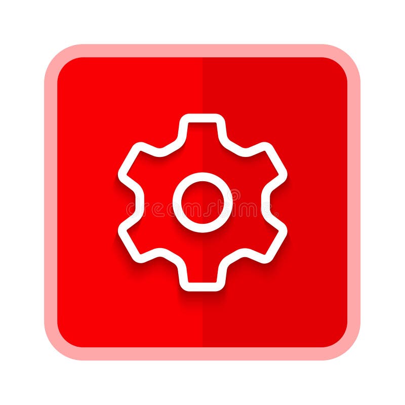 Gear red button stock vector. Illustration of sign, mechanism - 129703431