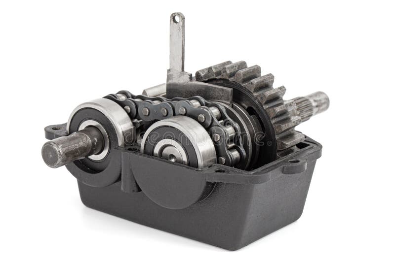 Gear Reducer with Chain Drive, Isolated on White Background Stock Image ...