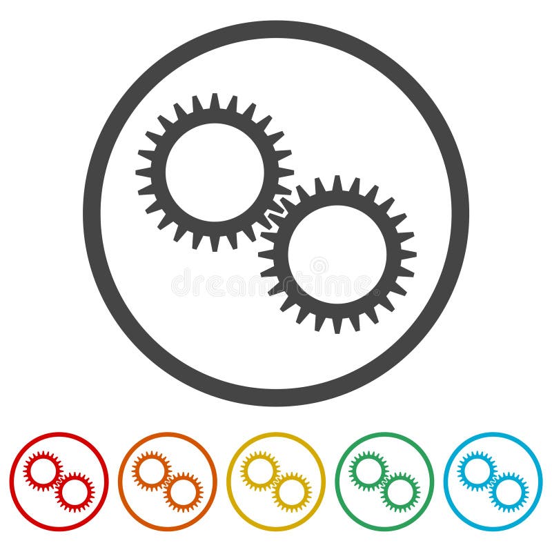 Outline gear icons set stock vector. Illustration of factory - 166870754