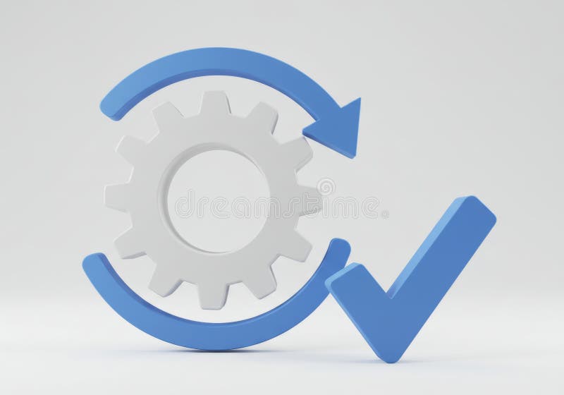 Gear Rotating with Checkmark Shows Process Completion Concept Stock ...