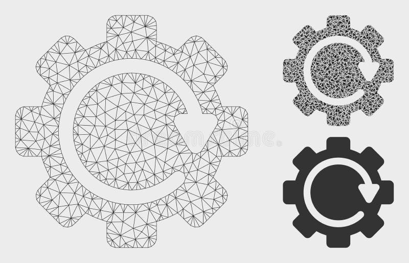 Gear Rotation Direction Vector Mesh Carcass Model and Triangle Mosaic ...