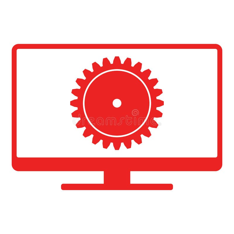 Gear and screen stock vector. Illustration of computer - 194713568