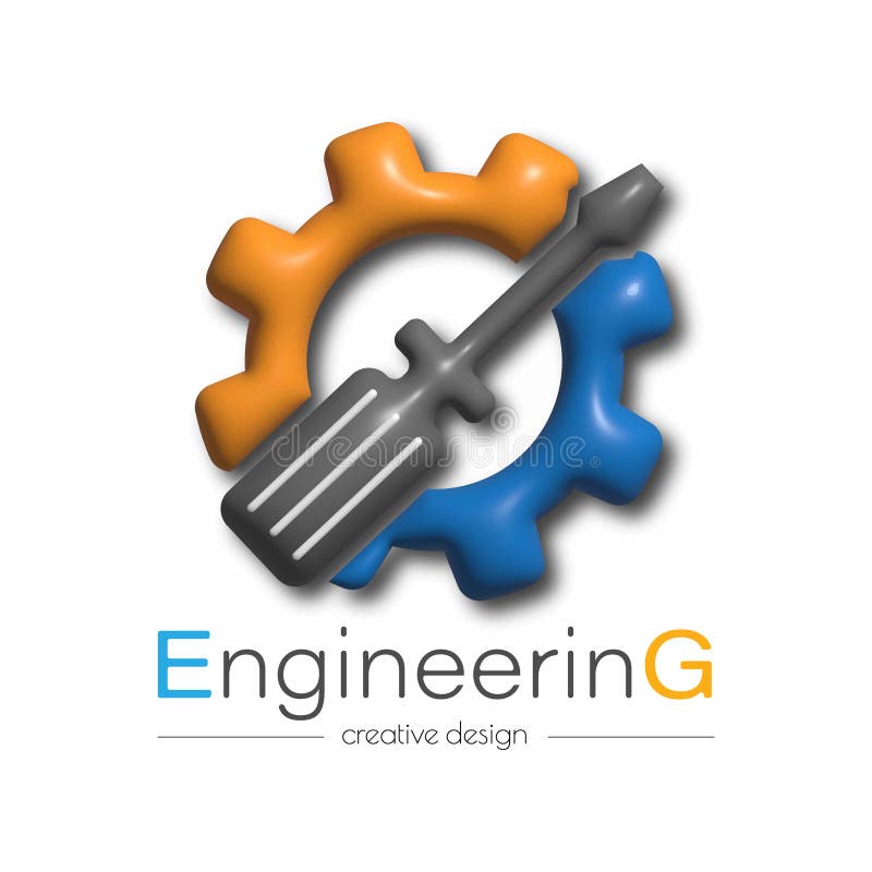 A Gear and a Screwdriver. a 3D Vector for a Logo, Emblem, Sticker or ...
