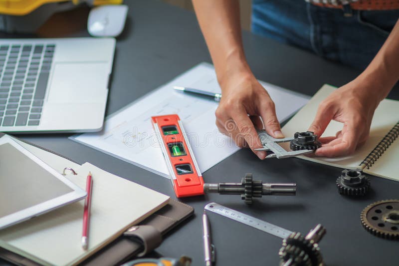 The Gear Set is Placed on the Workbench of a Team of Factory Mechanical Engineers To Study and ...
