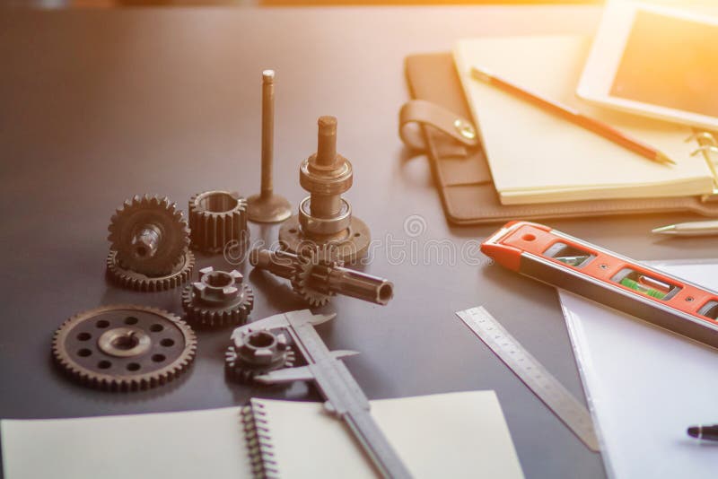 The Gear Set is Placed on the Workbench of a Team of Factory Mechanical Engineers To Study and ...