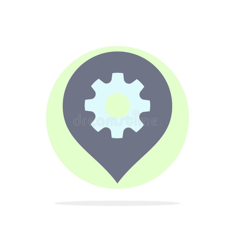 Gear, Setting, Location, Map Abstract Circle Background Flat Color Icon ...