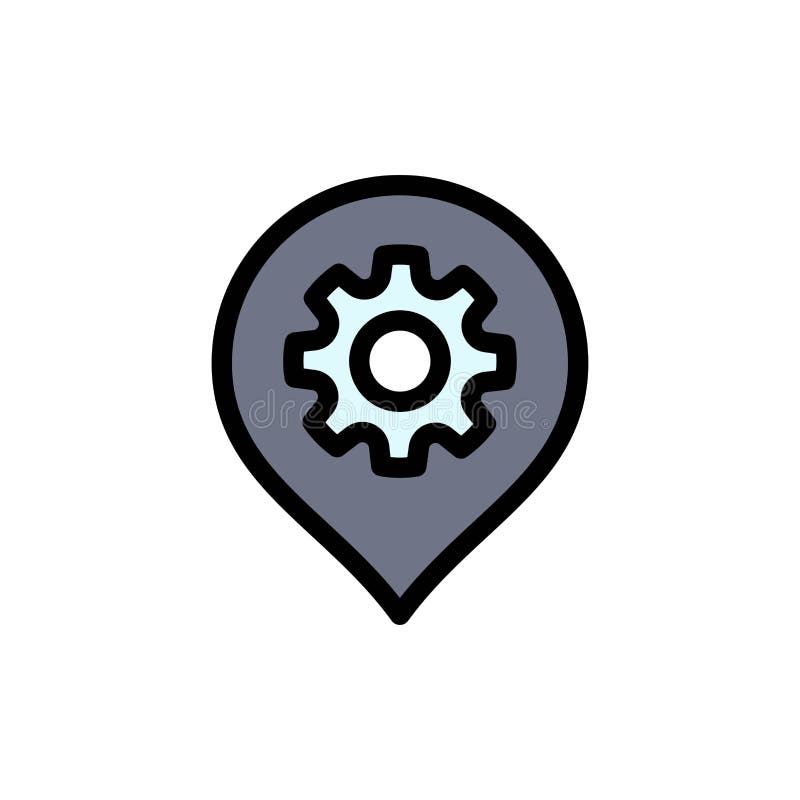 Gear, Setting, Location, Map Flat Color Icon. Vector Icon Banner ...
