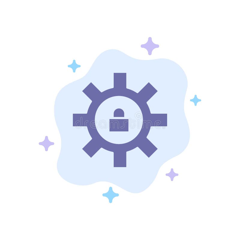Gear, Setting, Lock, Support Blue Icon on Abstract Cloud Background ...