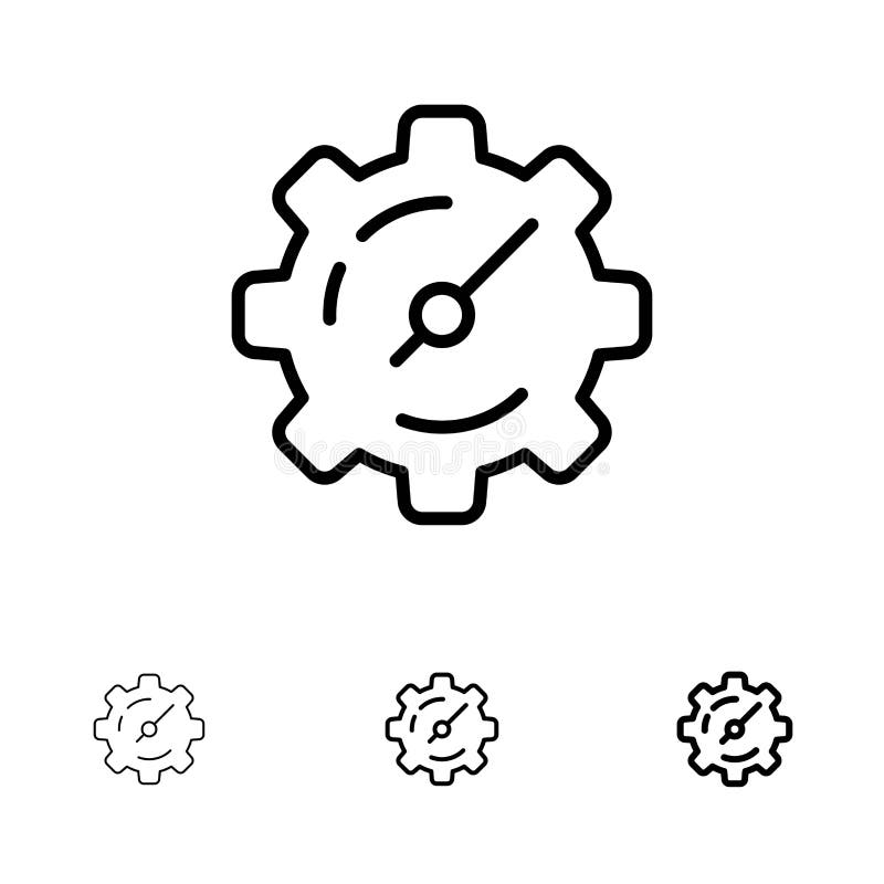 Gear, Setting, Timer Bold and Thin Black Line Icon Set Stock Vector ...