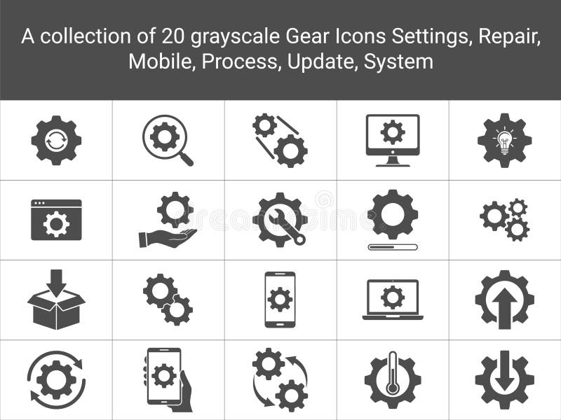 Gear, Settings, Mobile, Computer, Repair, Process, Update Icons Set ...
