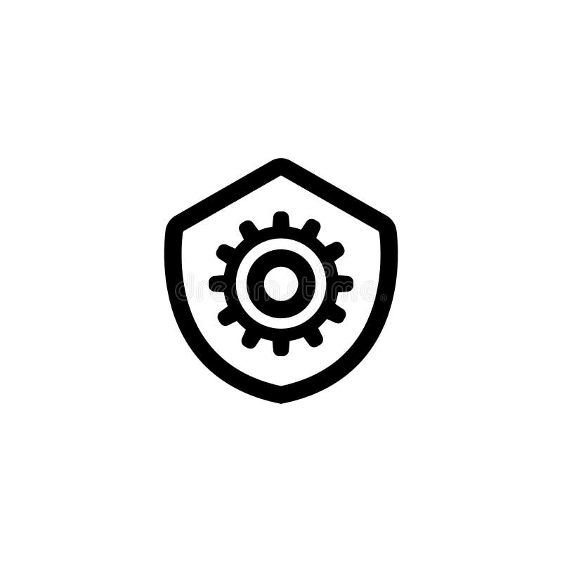 Gear Shield Icon Vector Isolated on White Stock Vector - Illustration ...