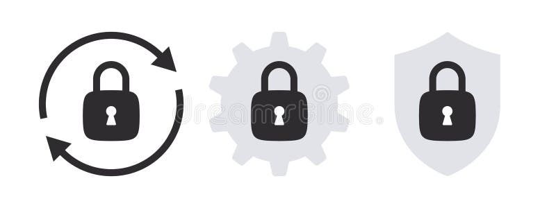 Gear and Shield with Lock. Padlocks Icons. Security Symbol Icons Stock ...