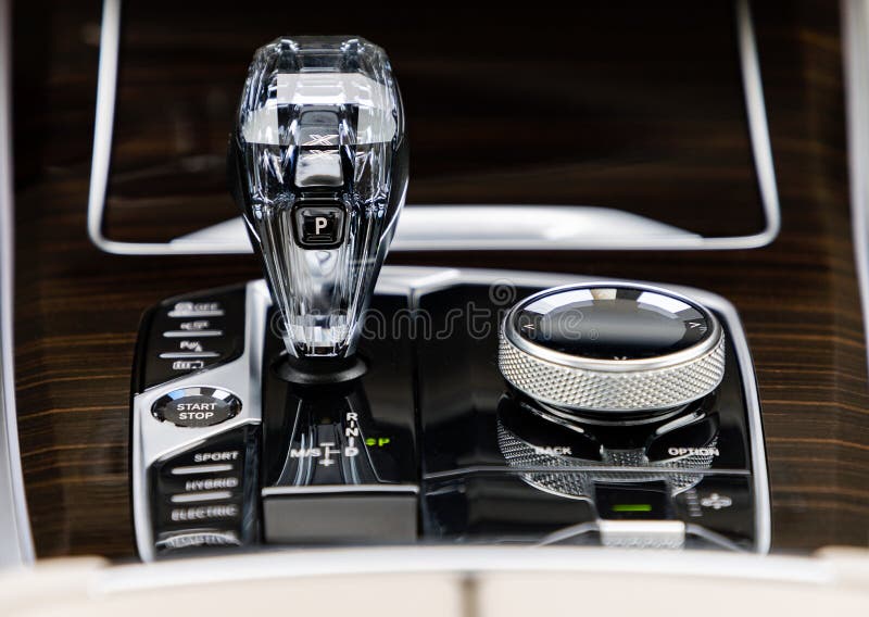 Gear shift in a car stock image. Image of electronic - 207638985