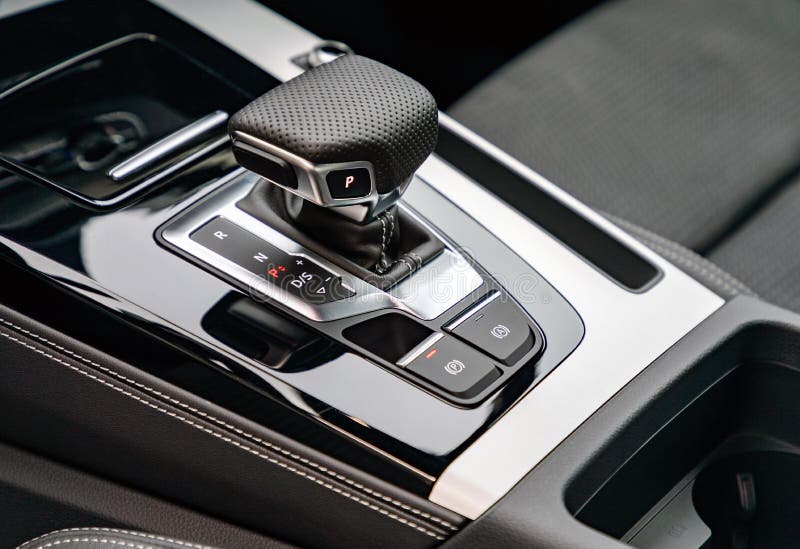 Gear shift in a car stock photo. Image of close, black - 216155658