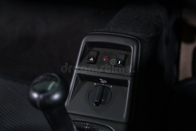 Gear Shift and Control Buttons of a Black Car Stock Photo - Image of ...